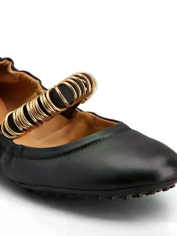 TOD'S Ballerina Shoes With Ring Detail - Black
