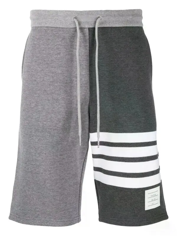 Thom Browne 4-bar Stripe Tonal Track Shorts - Grey