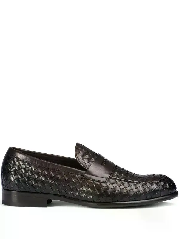 DOUCAL'S Woven Leather Loafers - Brown