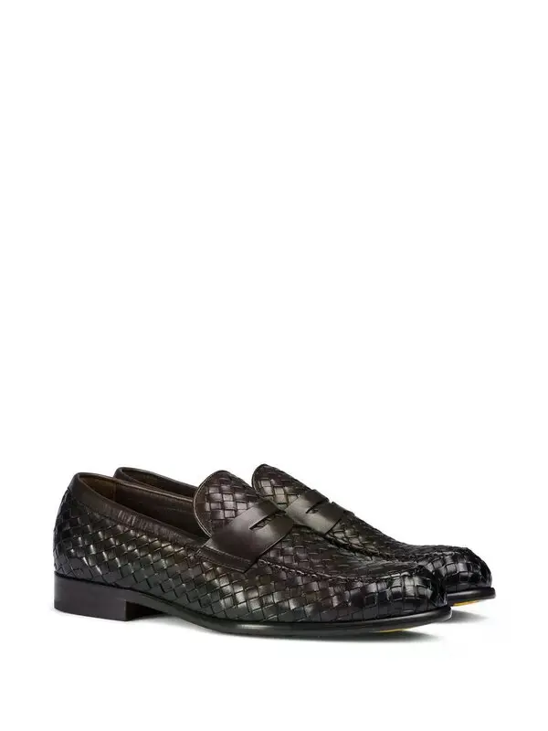 DOUCAL'S Woven Leather Loafers - Brown