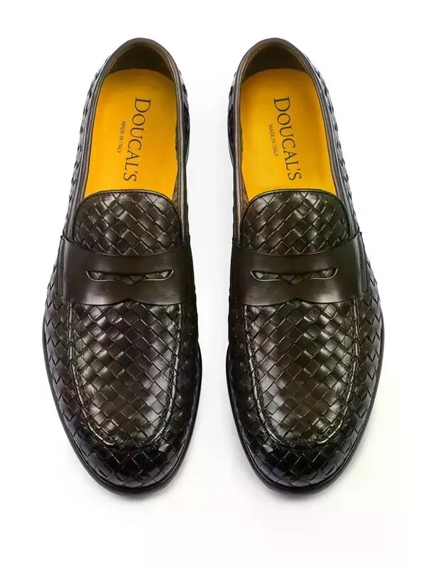 DOUCAL'S Woven Leather Loafers - Brown