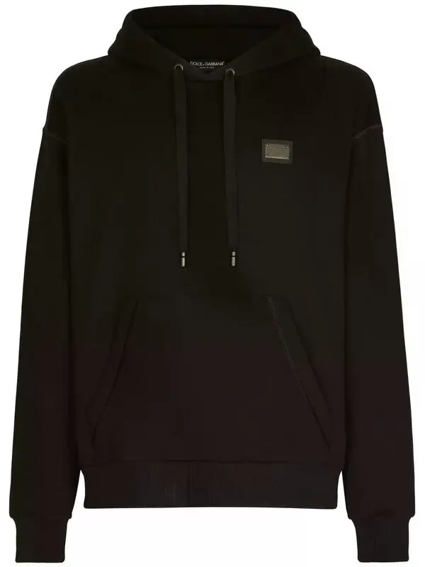 Dolce & Gabbana Logo-tag Drawstring Hoodie - Black