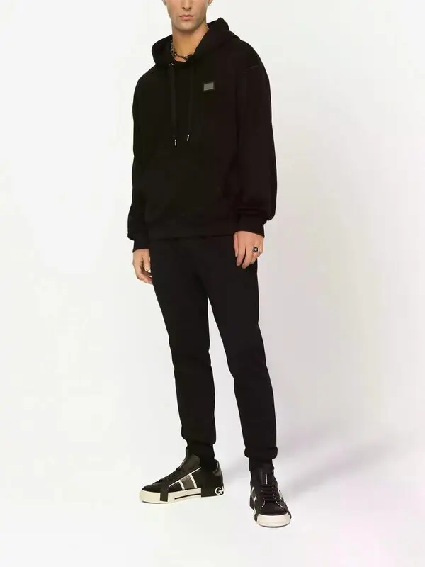 Dolce & Gabbana Logo-tag Drawstring Hoodie - Black