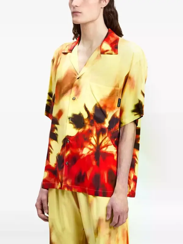 Palm Angels Abstract-print Notched-collar Shirt