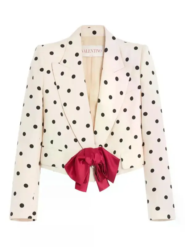 Valentino Garavani Shantung Blazer With Polka-dot Print - Neutrals