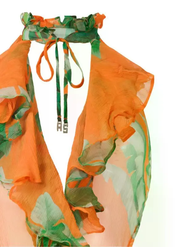 AMIR SLAMA Printed Ruffle Swimsuit