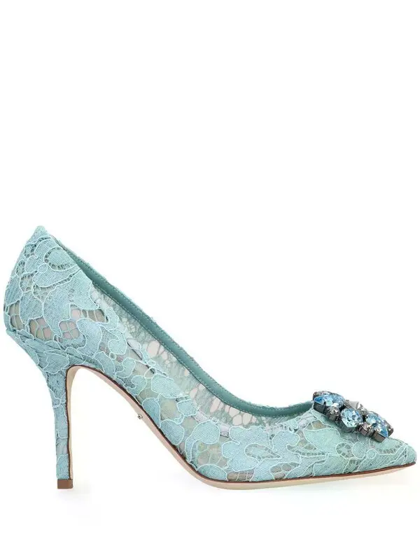 Dolce & Gabbana Bellucci Rainbow Lace Brooch-detail Pumps - Blue