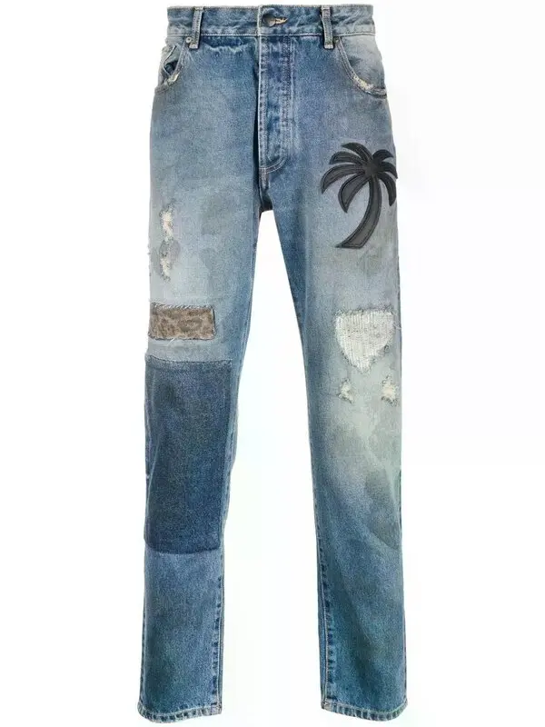 Palm Angels Patchwork Straight-leg Jeans