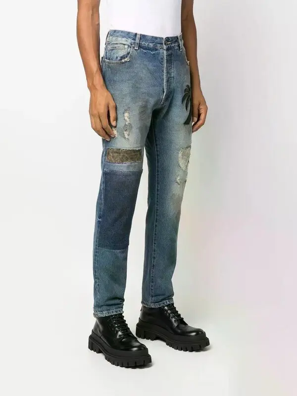 Palm Angels Patchwork Straight-leg Jeans