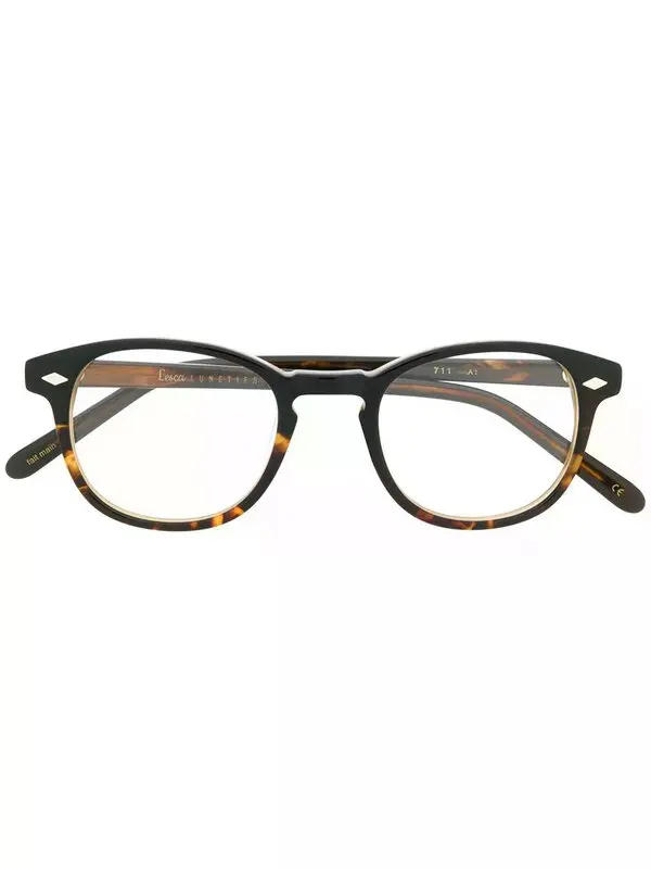LESCA 711 Square Frame Glasses - Brown
