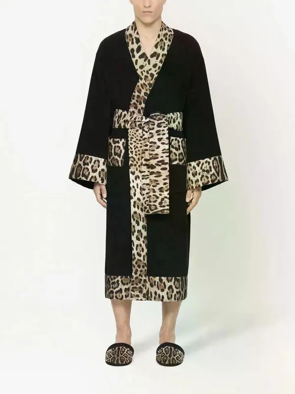 Dolce & Gabbana Cotton Terry Bath Robe - Black