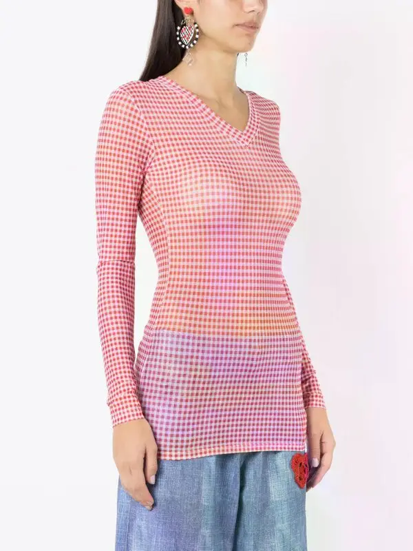 AMIR SLAMA Gingham-check Pattern Top