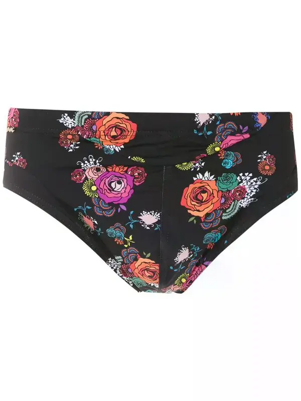 AMIR SLAMA Printed Swim Trunks - Black