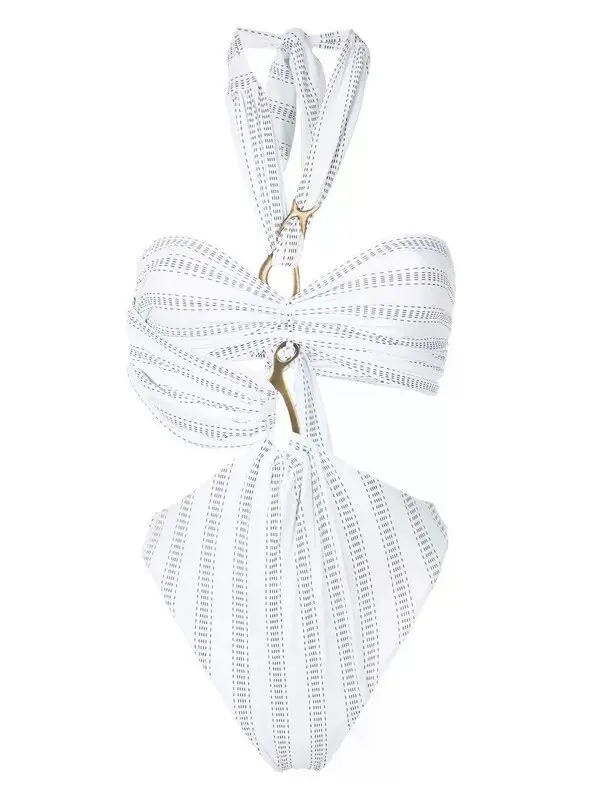 AMIR SLAMA Asymmetric Halter-neck Swimsuit - White