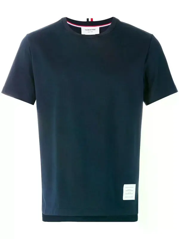 Thom Browne Signature-stripe Crew-neck T-shirt - Blue
