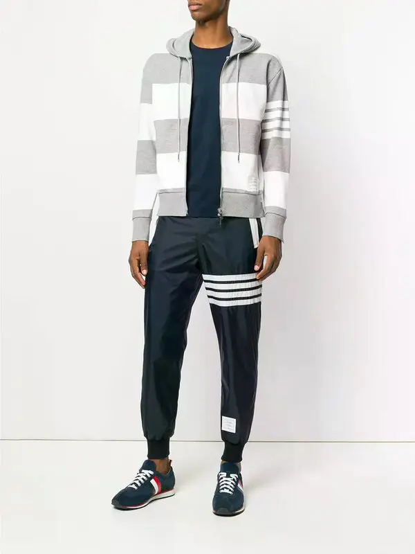 Thom Browne Signature-stripe Crew-neck T-shirt - Blue