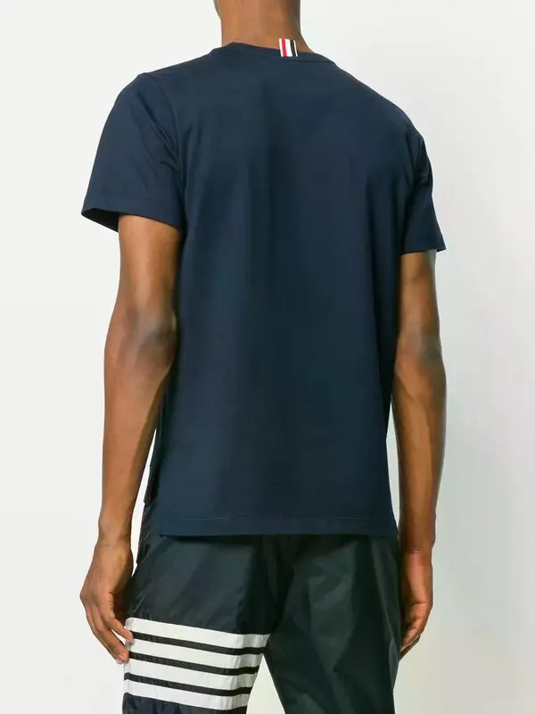 Thom Browne Signature-stripe Crew-neck T-shirt - Blue