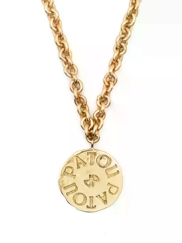 PATOU Logo-engraved Coin Necklace - Gold