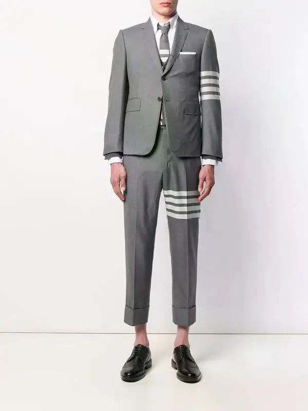 Thom Browne 4-bar Striped Wool Trousers - Grey