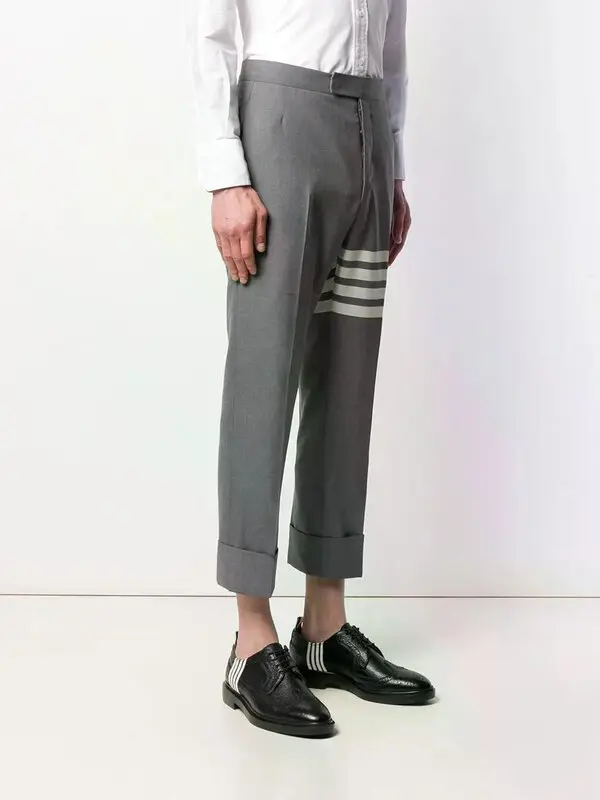 Thom Browne 4-bar Striped Wool Trousers - Grey