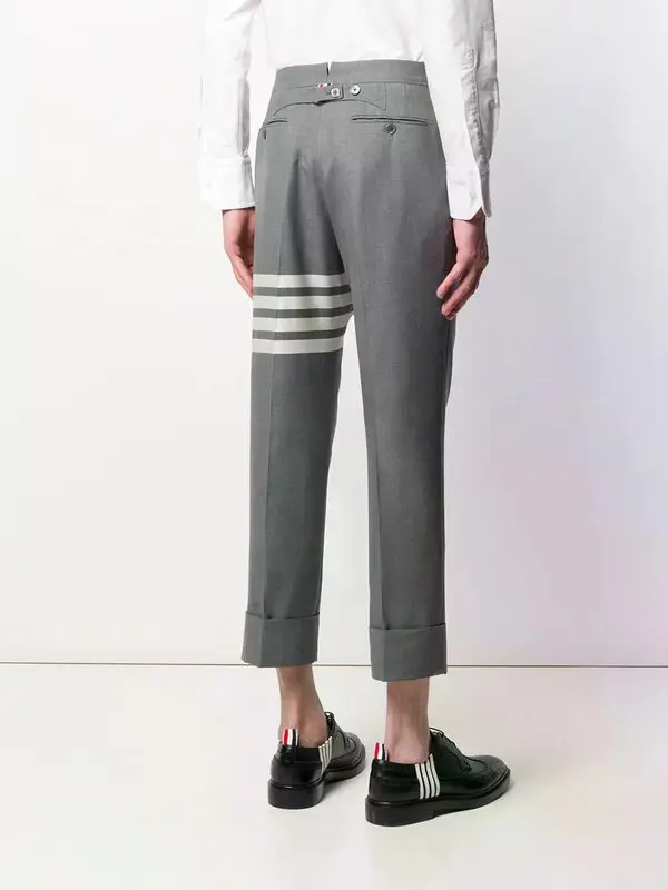 Thom Browne 4-bar Striped Wool Trousers - Grey