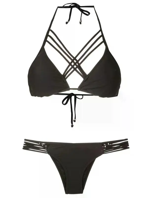 AMIR SLAMA Crossover-strap Bikini Set - Black