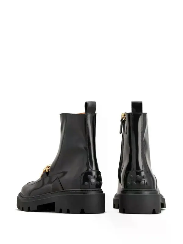TOD'S Logo-plaque Leather Ankle Boots - Black