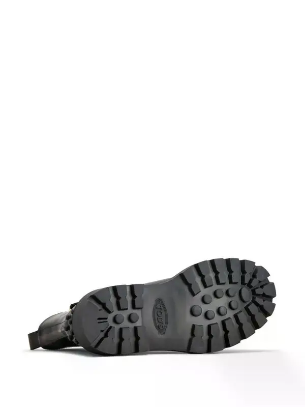 TOD'S Logo-plaque Leather Ankle Boots - Black