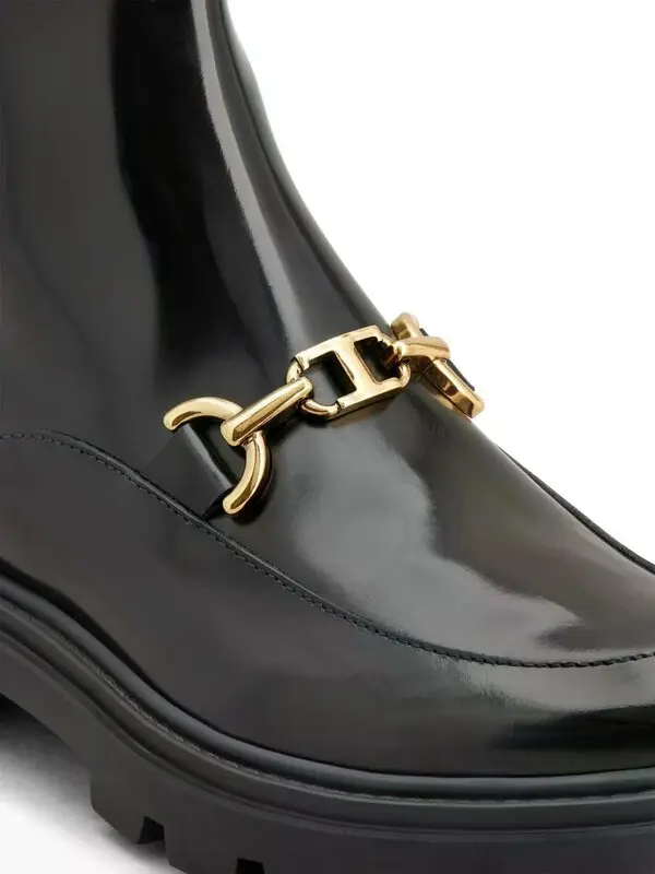 TOD'S Logo-plaque Leather Ankle Boots - Black