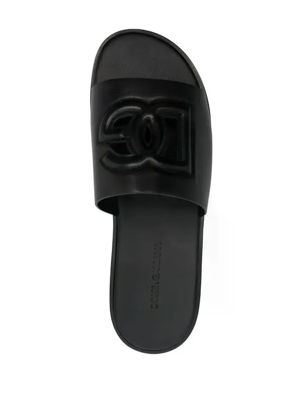 Dolce & Gabbana Embossed-logo Leather Slides
