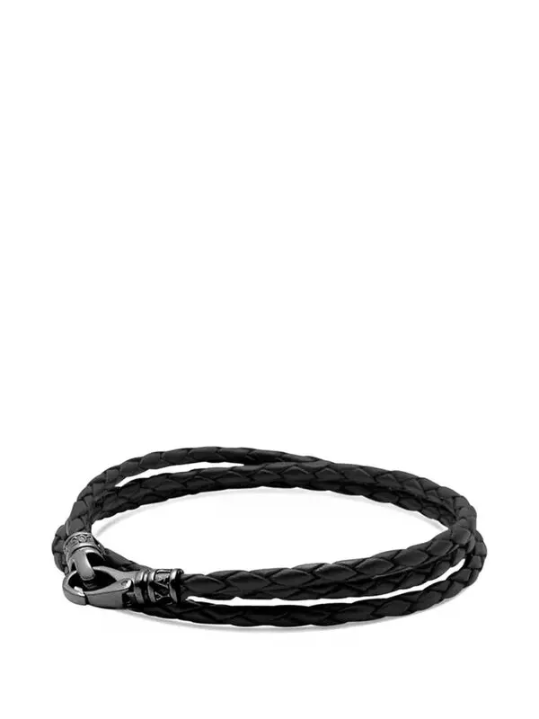 NIALAYA JEWELRY Braided Leather Wrap Bracelet - Black