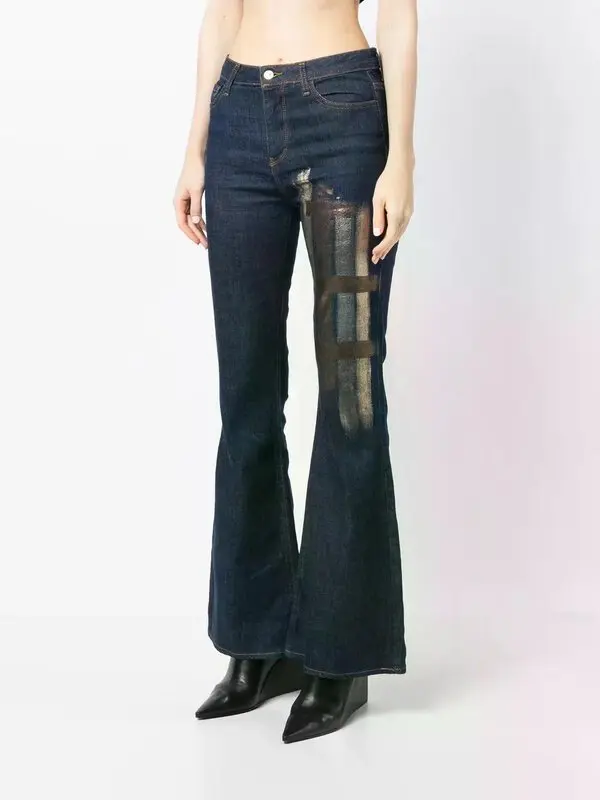 MADISON MAISON Metallic-print Flared Jeans