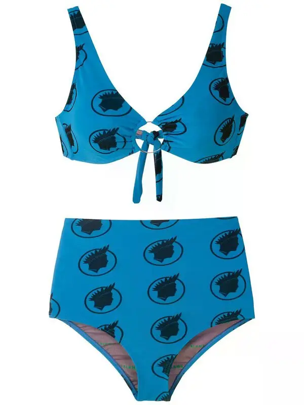 AMIR SLAMA Ndio Print High Waisted Bikini Set - Blue