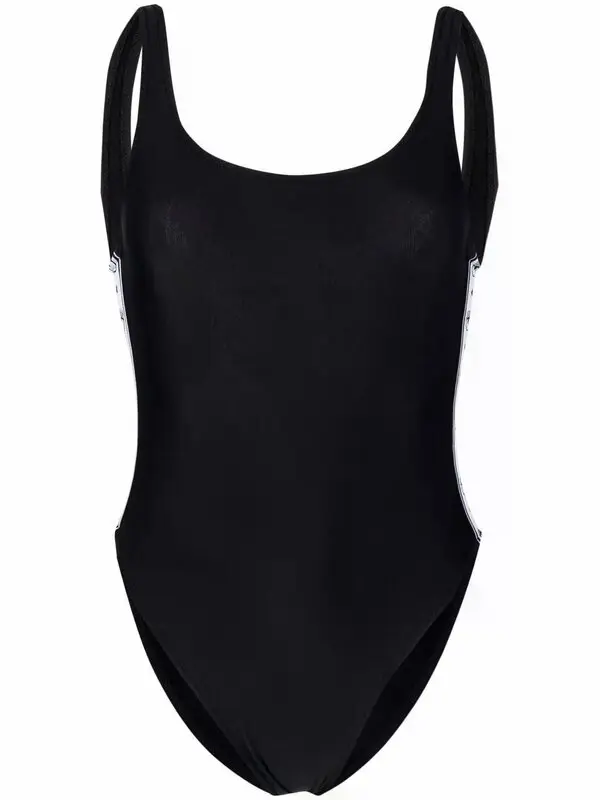 CHIARA FERRAGNI Logo-tape Open-back One-piece - Black