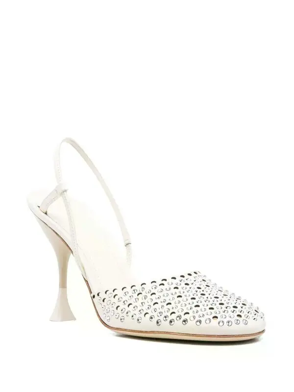 3JUIN 110mm Embellished Leather Slingback Pumps - Neutrals