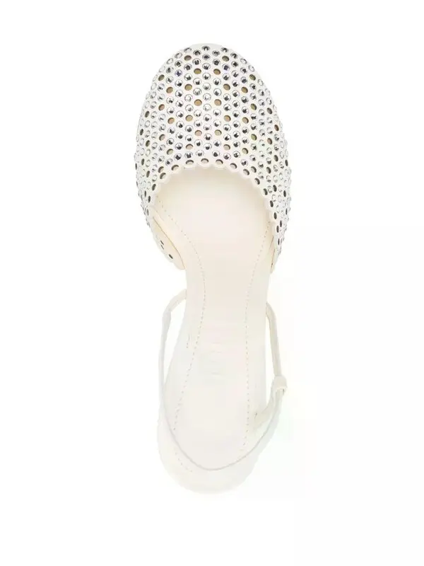 3JUIN 110mm Embellished Leather Slingback Pumps - Neutrals