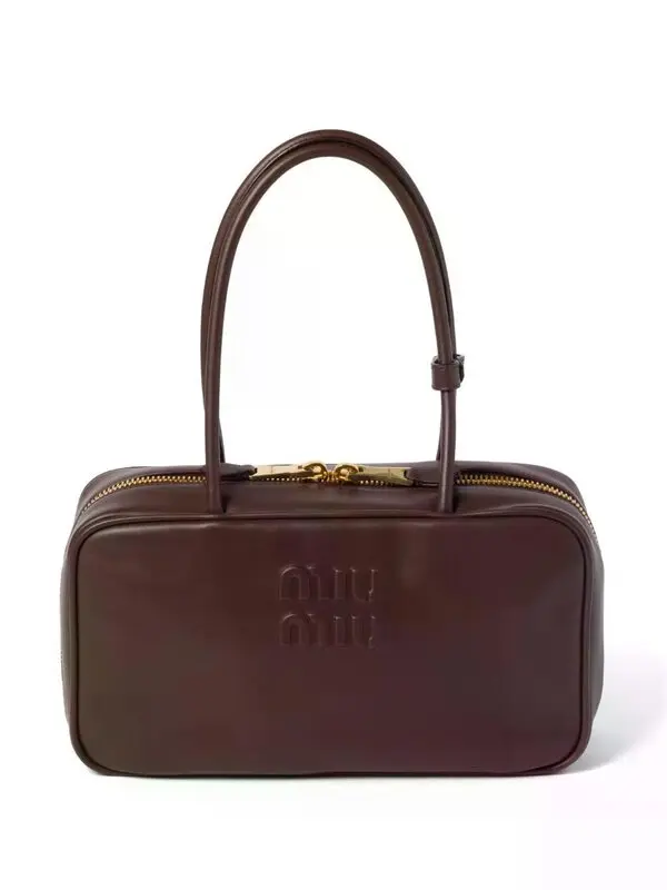 Miu Miu Beau Leather Tote Bag - Brown