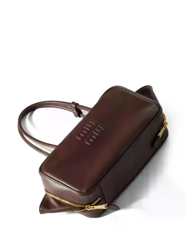 Miu Miu Beau Leather Tote Bag - Brown