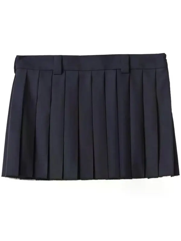 Miu Miu Pleated Wool Miniskirt