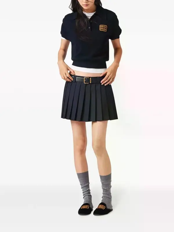 Miu Miu Pleated Wool Miniskirt