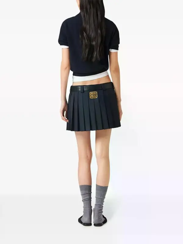 Miu Miu Pleated Wool Miniskirt