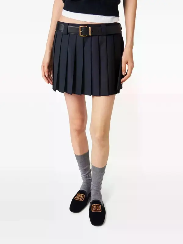 Miu Miu Pleated Wool Miniskirt