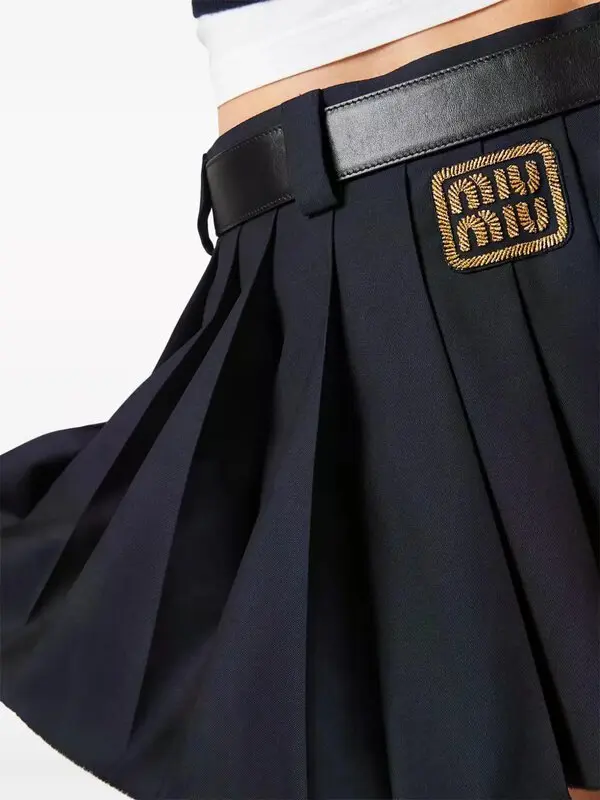 Miu Miu Pleated Wool Miniskirt