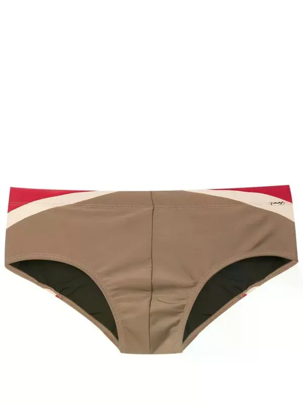 AMIR SLAMA Side-stripe Swim Trunks - Brown
