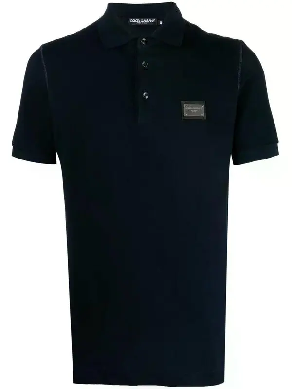 Dolce & Gabbana Dg Essentials Cotton Piqué Polo Shirt - Blue