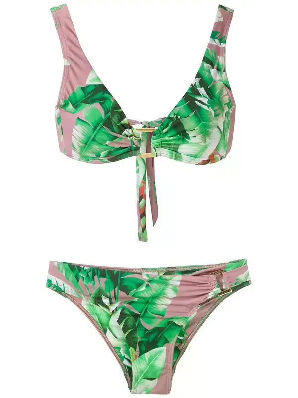 AMIR SLAMA Floral Print Bikini Set - Green