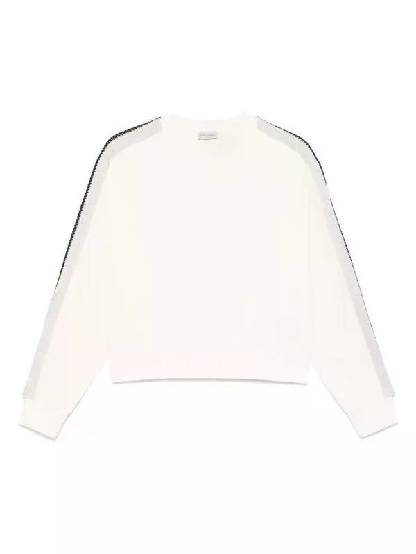 Moncler Crewneck Sweatshirt With Ribbed Trim - Neutrals
