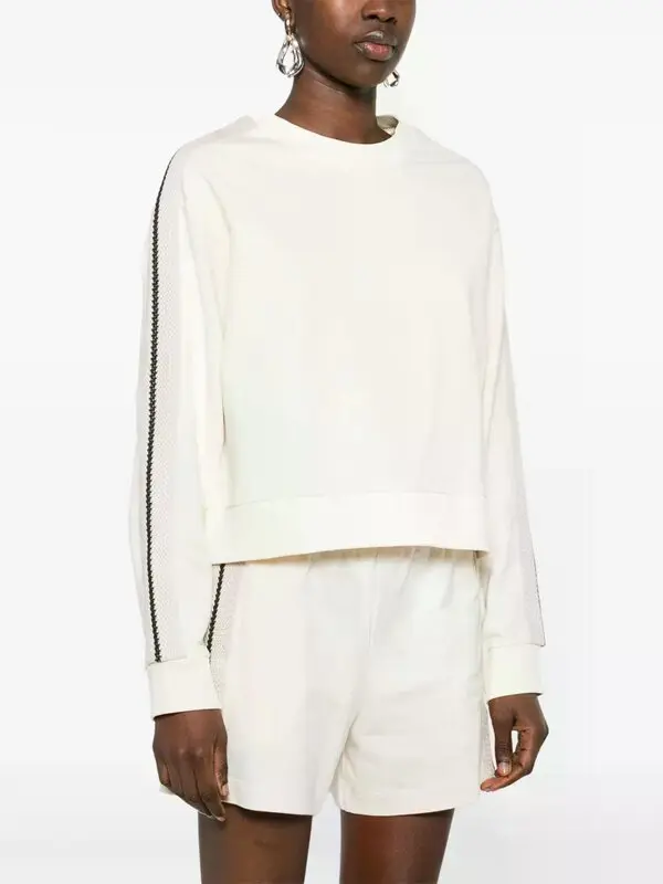 Moncler Crewneck Sweatshirt With Ribbed Trim - Neutrals