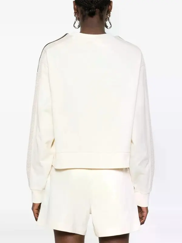 Moncler Crewneck Sweatshirt With Ribbed Trim - Neutrals