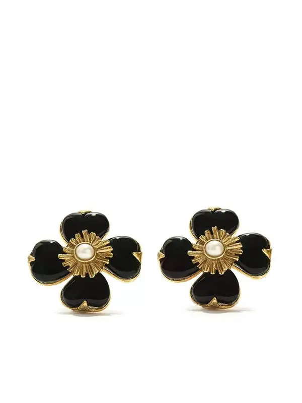 GOOSSENS Flower-motif Clip-on Earrings - Black